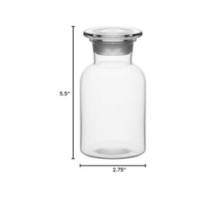 EISCO Reagent Bottle, 250ml - Wide Neck - Includes Tight Fitting Glass Stopper - Soda Glass Labs