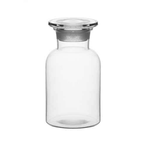 EISCO Reagent Bottle, 250ml - Wide Neck - Includes Tight Fitting Glass Stopper - Soda Glass Labs