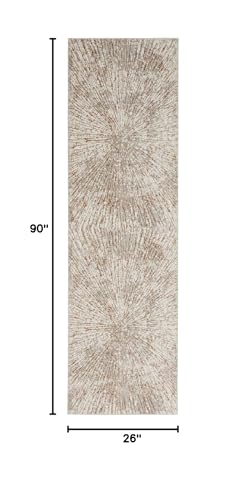 Inspire Me! Home Décor Metallic Modern Grey Mocha 2'2" x 7'6" Area -Rug, Easy -Cleaning, Non Shedding, Bed Room, Living Room, Dining Room, Kitchen (2x8)