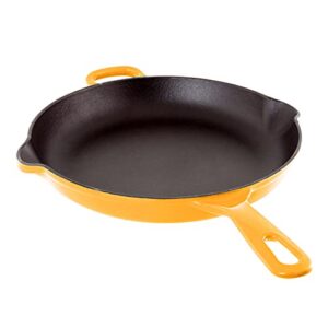 chantal enameled cast iron cookware, 10 inch skillet, marigold