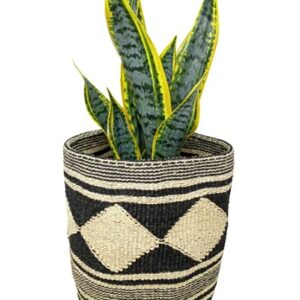 Basket planter, Round woven Basket 9" x 9" Ideal for Plant Pot cover, small storage, Rustic brown décor, woven basket for indoor plants