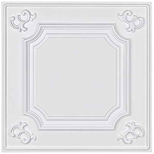 Art3d Drop Ceiling Tiles 24x24 in White (12-Pack, 48 Sq.ft), Wainscoting Panels Glue Up 2x2