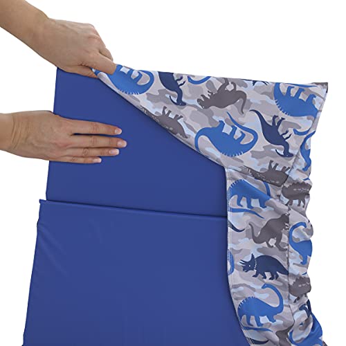 Everything Kids Dinosaur Blue and Grey Preschool Nap Pad Sheet