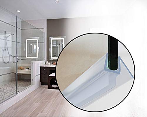 Butecare Premium Frameless Shower Door Bottom Seal Strip for Glass Doors - Shower Door Seal Sweep (1/2” x 39”, Clear Vinyl)