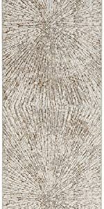 Inspire Me! Home Décor Metallic Modern Grey Mocha 2'2" x 7'6" Area -Rug, Easy -Cleaning, Non Shedding, Bed Room, Living Room, Dining Room, Kitchen (2x8)