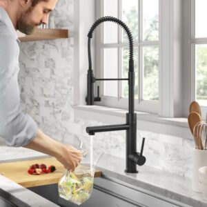 KRAUS Artec Pro Commercial Style Pre-Rinse Single Handle Kitchen Faucet with Pot Filler in Matte Black, KPF-1603MB