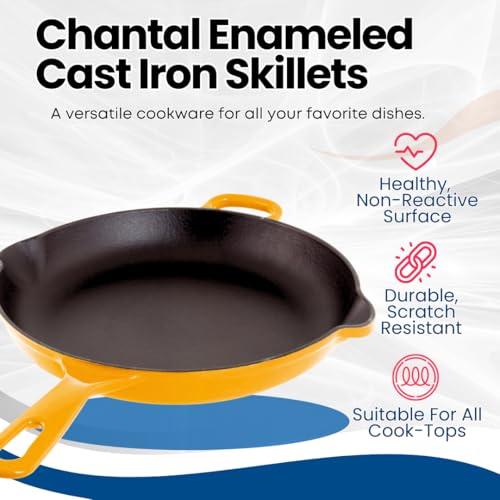 Chantal Enameled Cast Iron Cookware, 10 inch Skillet, Marigold