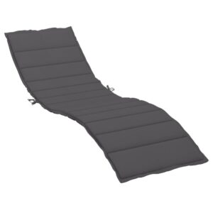 vidaxl sun lounger cushion in anthracite – water-resistant patio and garden furniture accessory – durable and comfortable oxford fabric cushion - 78.7" x 27.6" x 1.2" with non-slip design