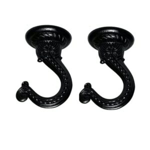 gdqlcnxb 2 sets 55mm/2.17" ceiling metal ceiling hooks, heavy duty swag ceiling hooks with hardware for hanging plants/chandeliers/wind chimes/ornament (black color)