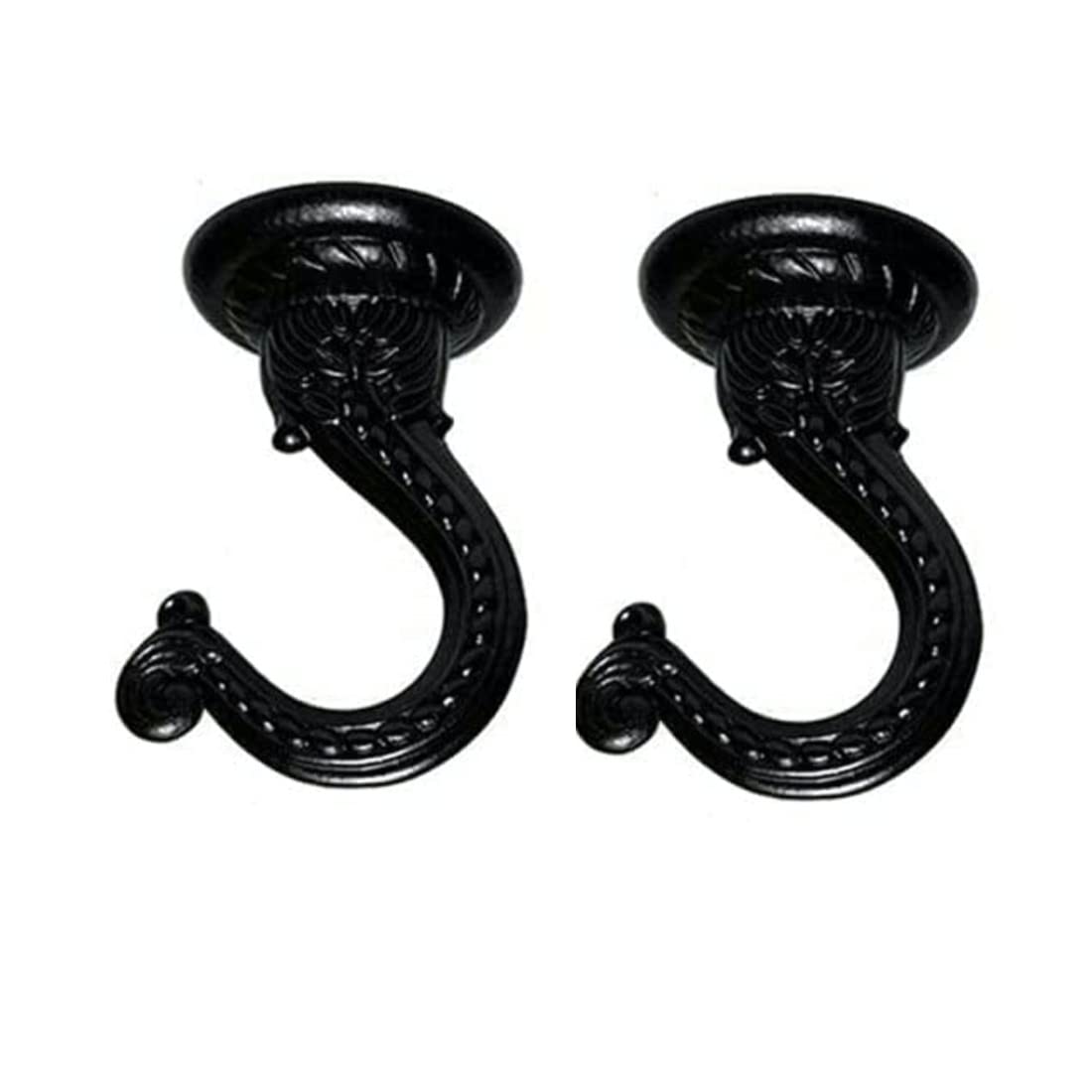 GDQLCNXB 2 Sets 55mm/2.17" Ceiling Metal Ceiling Hooks, Heavy Duty Swag Ceiling Hooks with Hardware for Hanging Plants/Chandeliers/Wind Chimes/Ornament (Black Color)