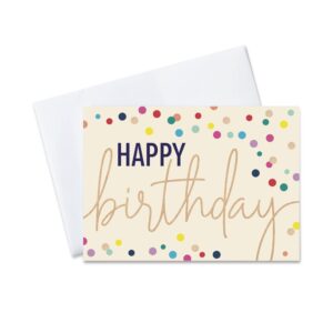 ceo cards - birthday greeting cards (pastel confetti), 5x7 inches, 25 cards & 26 white envelopes (b2003)