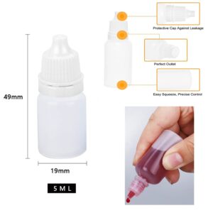 Burry Life Science 12PCS 5ML White Plastic Empty Squeezable Dropper Bottles Portable Eye Liquid Dropper Small Plastic Refillable Containers with Screw Cap and Plug (White, 5ML)