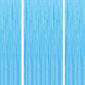 vanujoy 3pcs macaron light blue tinsel foil fringe backdrop curtains 2024 graduation party decoration - party door wall streamer photo backdrop for birthday wedding engagement bridal shower decoration