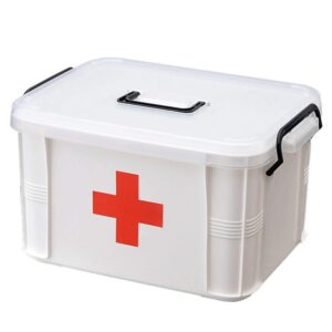 bticx first aid kit portable emergency box plastic medicine storage box with buckle, large capacity, classified storage, travel empty medicine box for home car