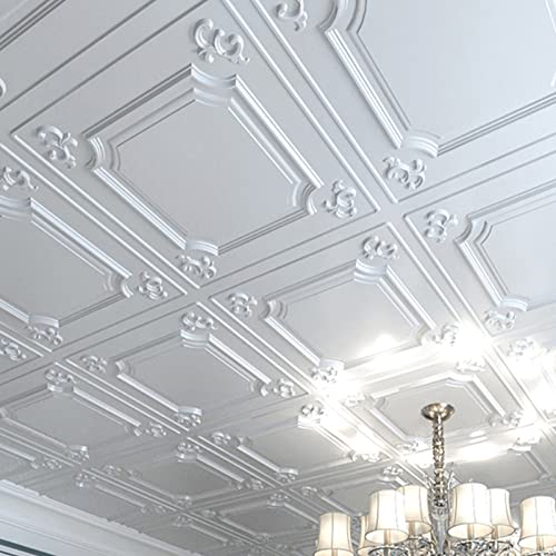 Art3d Drop Ceiling Tiles 24x24 in White (12-Pack, 48 Sq.ft), Wainscoting Panels Glue Up 2x2