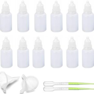 Burry Life Science 12PCS 5ML White Plastic Empty Squeezable Dropper Bottles Portable Eye Liquid Dropper Small Plastic Refillable Containers with Screw Cap and Plug (White, 5ML)