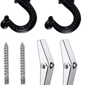 GDQLCNXB 2 Sets 55mm/2.17" Ceiling Metal Ceiling Hooks, Heavy Duty Swag Ceiling Hooks with Hardware for Hanging Plants/Chandeliers/Wind Chimes/Ornament (Black Color)