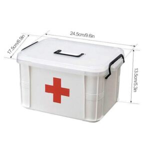 Bticx First Aid Kit Portable Emergency Box Plastic Medicine Storage Box with Buckle, Large Capacity, Classified Storage, Travel Empty Medicine Box for Home Car