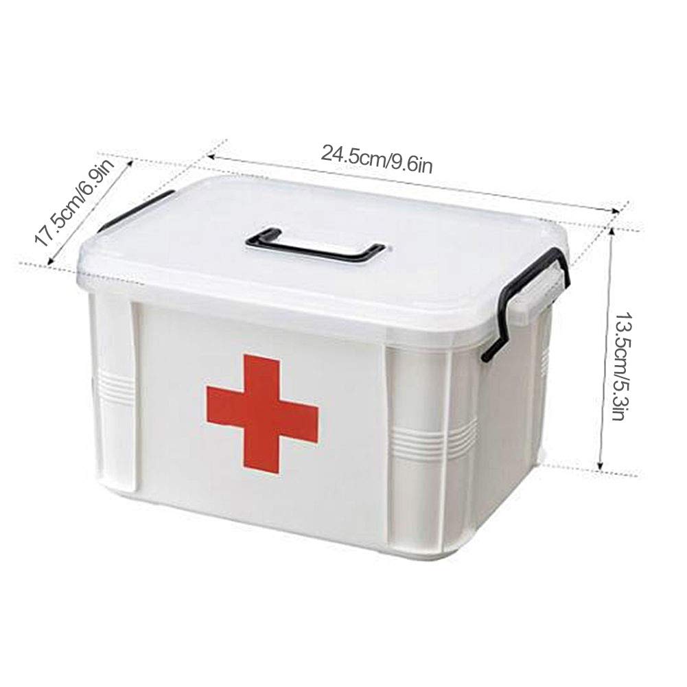 Bticx First Aid Kit Portable Emergency Box Plastic Medicine Storage Box with Buckle, Large Capacity, Classified Storage, Travel Empty Medicine Box for Home Car