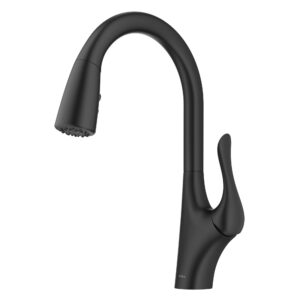 kraus merlin transitional pull-down single handle kitchen faucet in matte black, kpf-1674mb