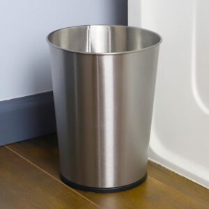 Home Basics Open Top Waste Bin, Silver, Measures: 9.5" x 10.25" & Capacity: 8 Lt.