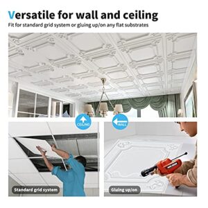 Art3d Drop Ceiling Tiles 24x24 in White (12-Pack, 48 Sq.ft), Wainscoting Panels Glue Up 2x2