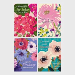 DaySpring - Beautiful Birthday - 4 Design Assortment with Scripture - King James Version - 12 Birthday Boxed Cards and Envelopes (J5129)