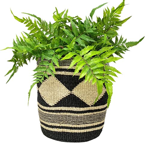 Basket planter, Round woven Basket 9" x 9" Ideal for Plant Pot cover, small storage, Rustic brown décor, woven basket for indoor plants