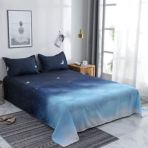 JORMEY Galaxy Duvet Cover Twin Size Starry Sky Decor Bedspread Cover Outer Space Theme Decor Comforter Cover Teens Kids Boys Quilt Cover 3D Starry Sky Series Bedding Set (Blue Starry Sky, Twin)