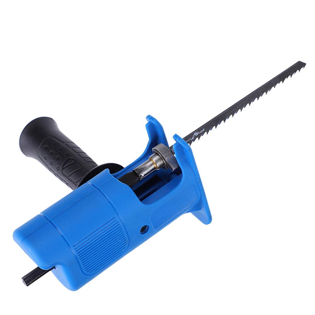 Reciprocating Saw, Portable Handheld Reciprocating Saw Adapter Electric Drill Modified Tool Woodworking Accessory with 3 Saw Blades for Wood and Metal Cutting