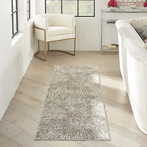 inspire me! home décor metallic modern grey mocha 2'2" x 7'6" area -rug, easy -cleaning, non shedding, bed room, living room, dining room, kitchen (2x8)