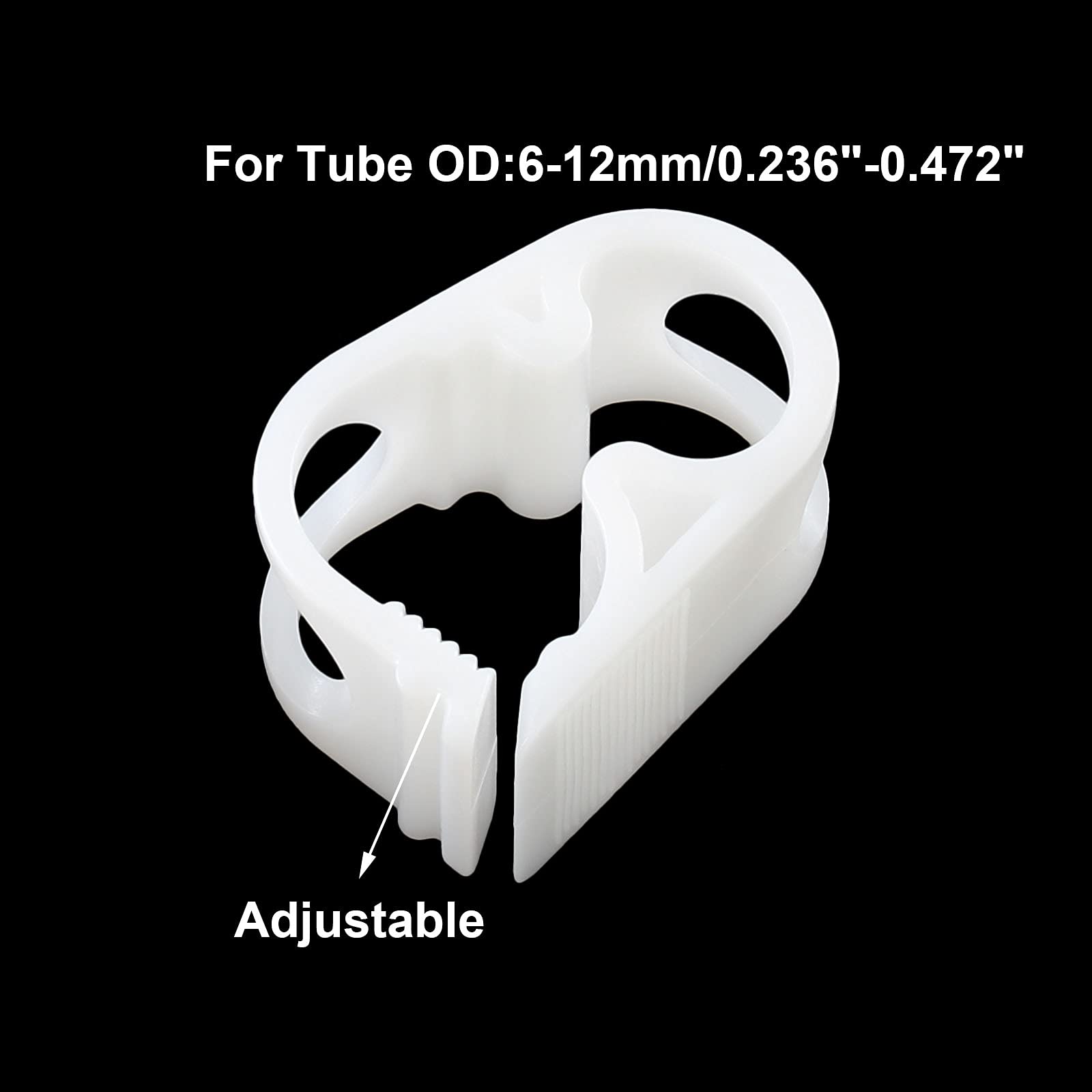 Kyuionty 1/4" - 1/2" Plastic Tubing Clamps Adjustable Tube Clamp, Laboratory Pinch Valve Flow Control Hose Clamp - Pack of 5 White