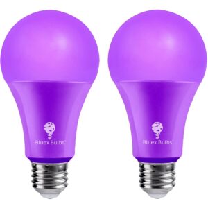 2 pack bluex led a21 purple light bulbs - 15w (120watt equivalent) - e26 base purple led purple bulb, party decoration, porch, home lighting, holiday lighting, decorative illumination purple led bulb