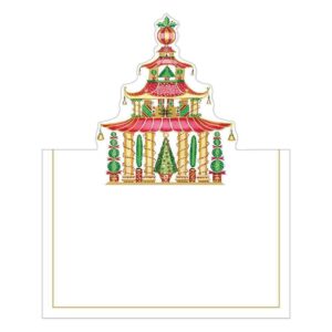 caspari christmas pagodas die-cut place cards - 24 count