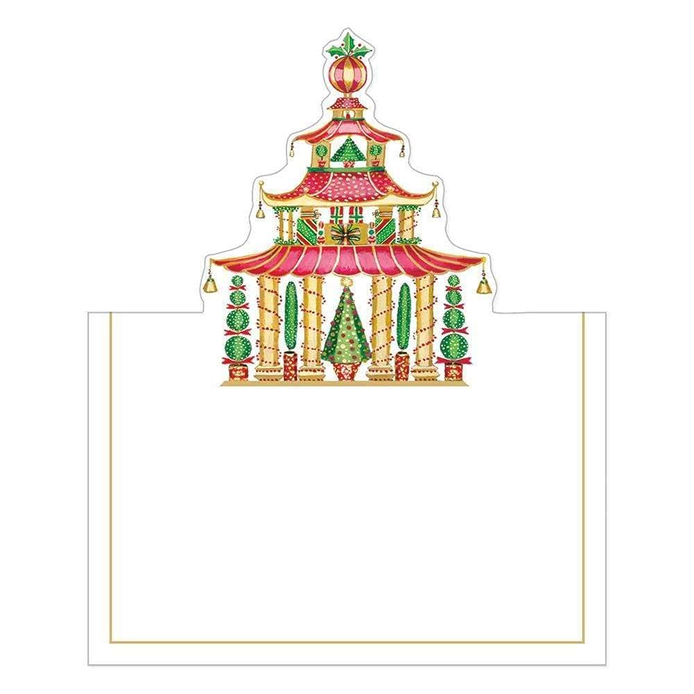 Caspari Christmas Pagodas Die-Cut Place Cards - 24 Count