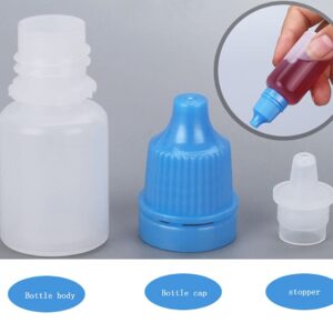 Burry Life Science 12PCS 5ML White Plastic Empty Squeezable Dropper Bottles Portable Eye Liquid Dropper Small Plastic Refillable Containers with Screw Cap and Plug (White, 5ML)