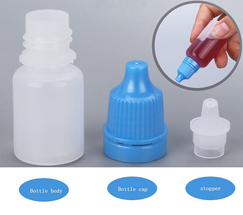 Burry Life Science 12PCS 5ML White Plastic Empty Squeezable Dropper Bottles Portable Eye Liquid Dropper Small Plastic Refillable Containers with Screw Cap and Plug (White, 5ML)