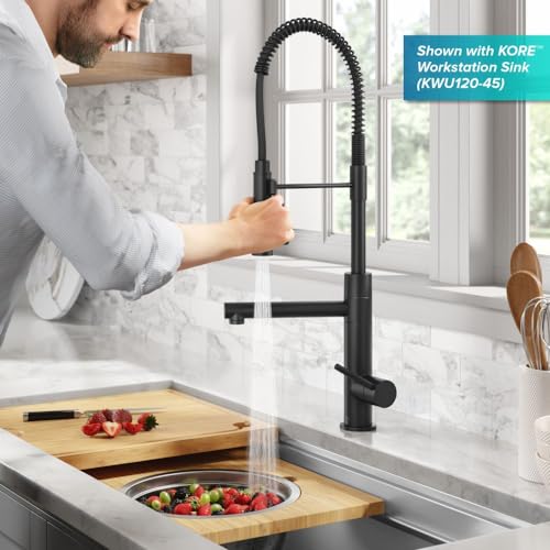 KRAUS Artec Pro Commercial Style Pre-Rinse Single Handle Kitchen Faucet with Pot Filler in Matte Black, KPF-1603MB