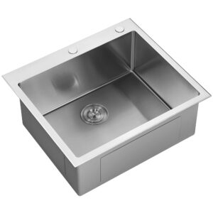 serene valley stainless steel kitchen sink,25-inch thick deck dual mount, single bowl with rear drain, heavy-duty grids ds2522r