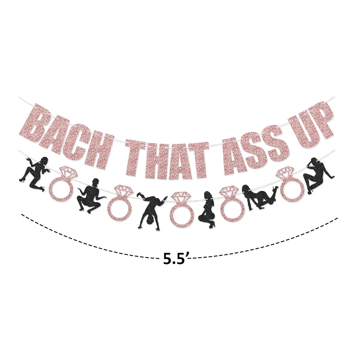 Bach That Ass Up Banner Sign for Bachelorette Party Bridal Shower Decorations (Rose Gold)