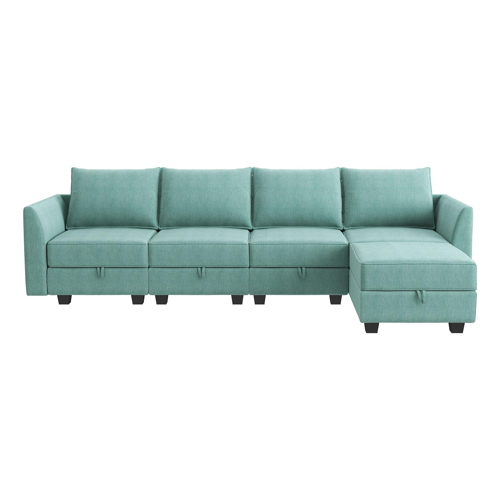 HONBAY Modular Sectional Couch with Reversible Chaise L-Shape Sofa 4-Seat Corner Couch Modular Sofa with Storage Seat, Bluish Grey