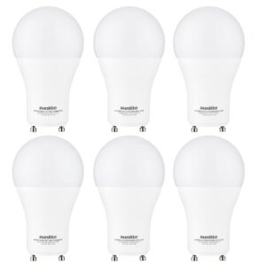 sunlite a19 gu24 dimmable light bulb, 10 watts (60w equivalent) 800 lumens, 2 prong led twist and lock base, 90 cri, ul listed, energy star, title 20 compliant, 2700k soft white, 6 pack