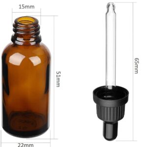 12Pcs 5ml Amber Glass Dropper Bottle with Glass Pipette, Glass Eye Dropper Bottles Refillable for Essential Oil Aromatherapy Blends