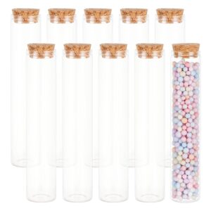 benecreat 10 pack 80ml flat glass test tube with cork stopper clear mini glass bottles jars for lab, wedding party favors, candy, spices, beads