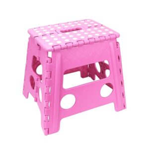 inspiretag foldable step stool, collapsible step stools for adults, foldable step stool for kids, foldable stool, portable stool, kids step stools, step stool folding for storage - girlie pink 13"