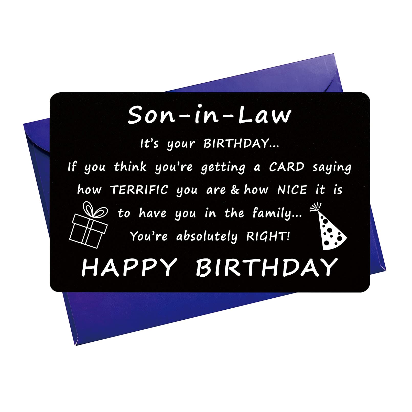 TGCNQ Son-in-law Birthday Gifts Son in law Birthday Card - Engraved Wallet Card, Happy Birthday to Son in law