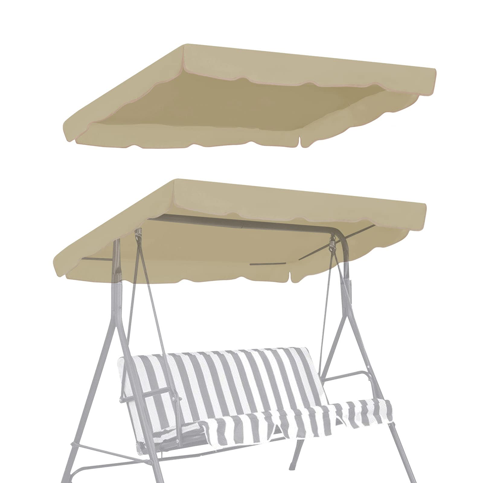 BenefitUSA Swing Canopy Cover ONLY 77"x43" - Polyester Top Replacement UV Block Sun Shade for Outdoor Garden Patio Yard Park Porch Seat Furniture (Beige)