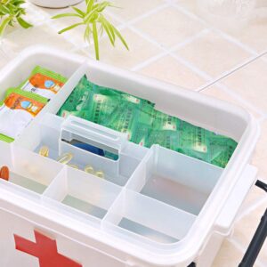 Bticx First Aid Kit Portable Emergency Box Plastic Medicine Storage Box with Buckle, Large Capacity, Classified Storage, Travel Empty Medicine Box for Home Car