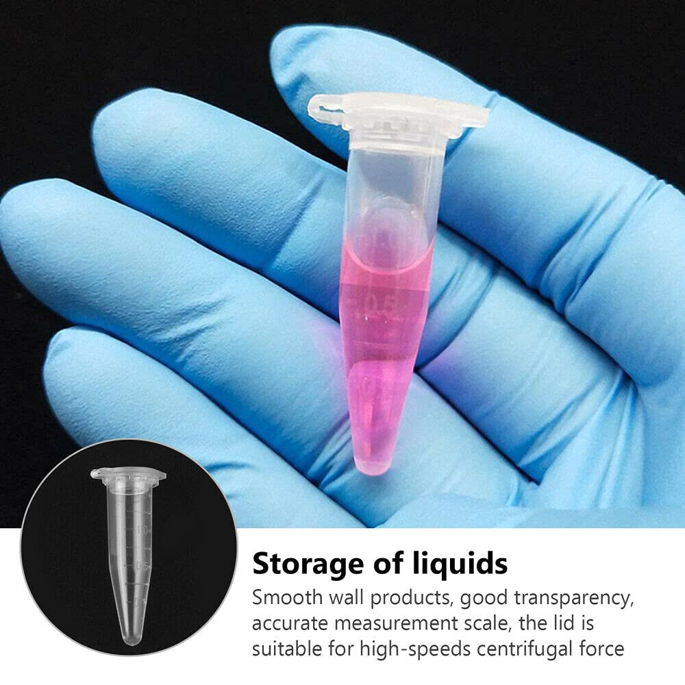 FveBzem 500pcs 1.5ml Conical Centrifuge Tubes Microcentrifuge Tube Plastic Test Vials with Lids Plastic Sample Small Bottle Vial Storage Container Test Tube Micro Centrifuge Tube with Snap Cap