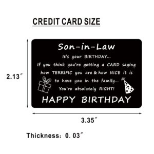 TGCNQ Son-in-law Birthday Gifts Son in law Birthday Card - Engraved Wallet Card, Happy Birthday to Son in law